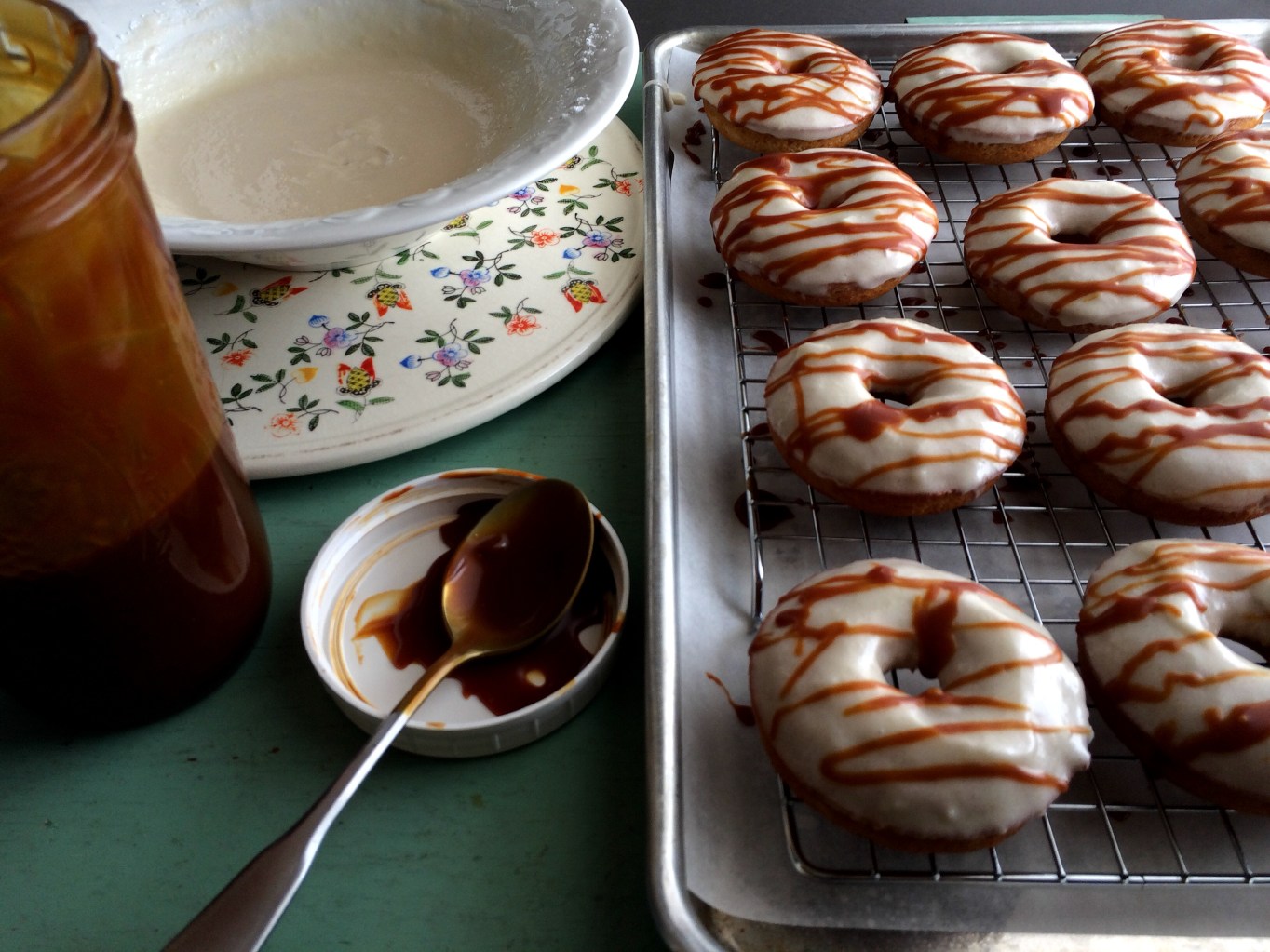 Glazed Pear Donuts with Salted Caramel Drizzle | the Seasonal Veg Head